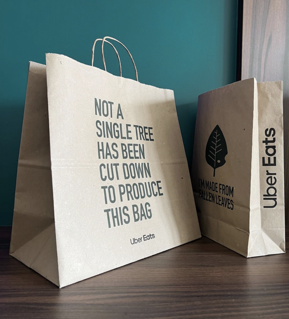 France: Uber Eats introduces paper bags made from fallen leaves - PAPER ...